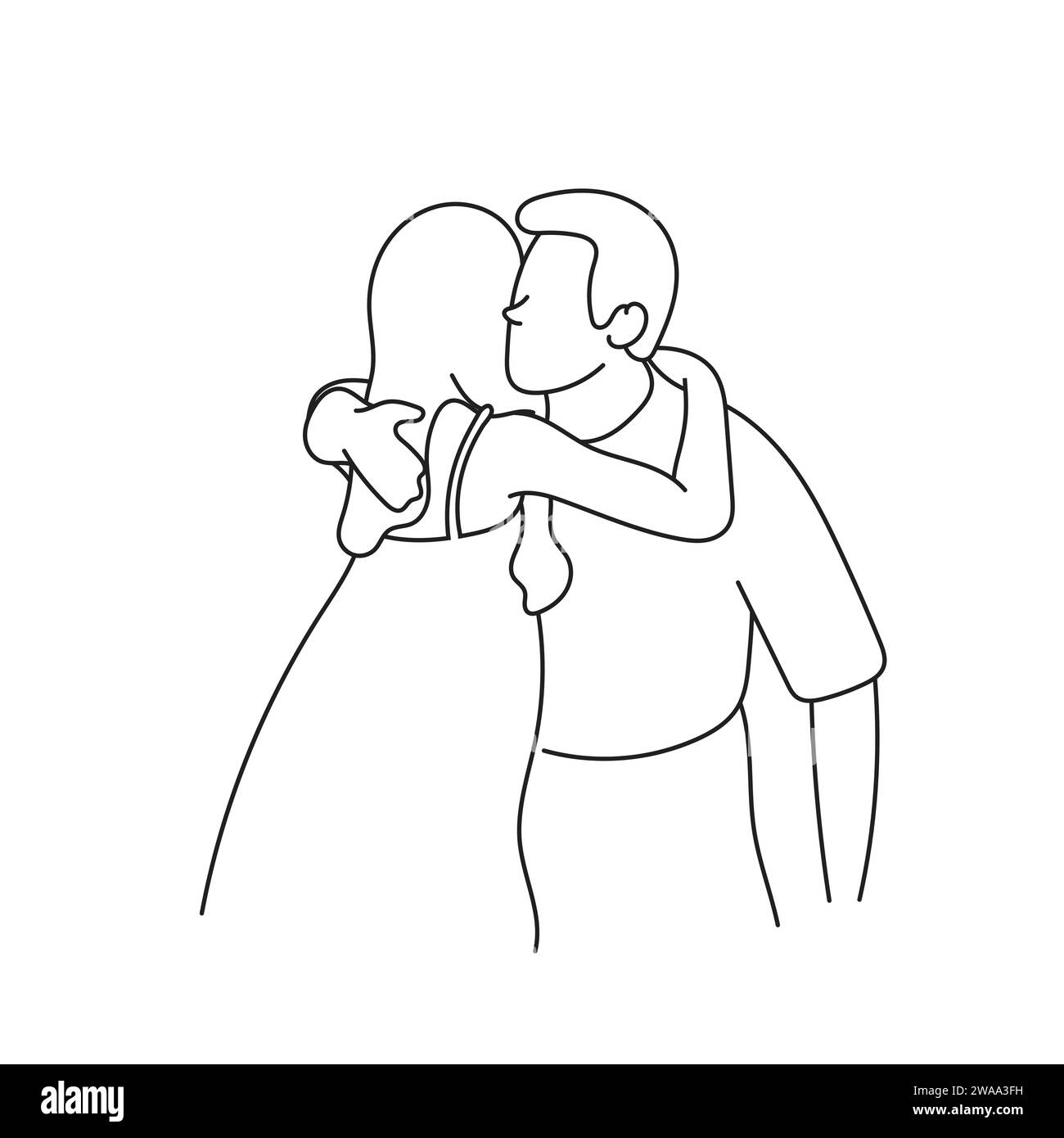 male and female lover hugging illustration vector hand drawn isolated on white background Stock ...