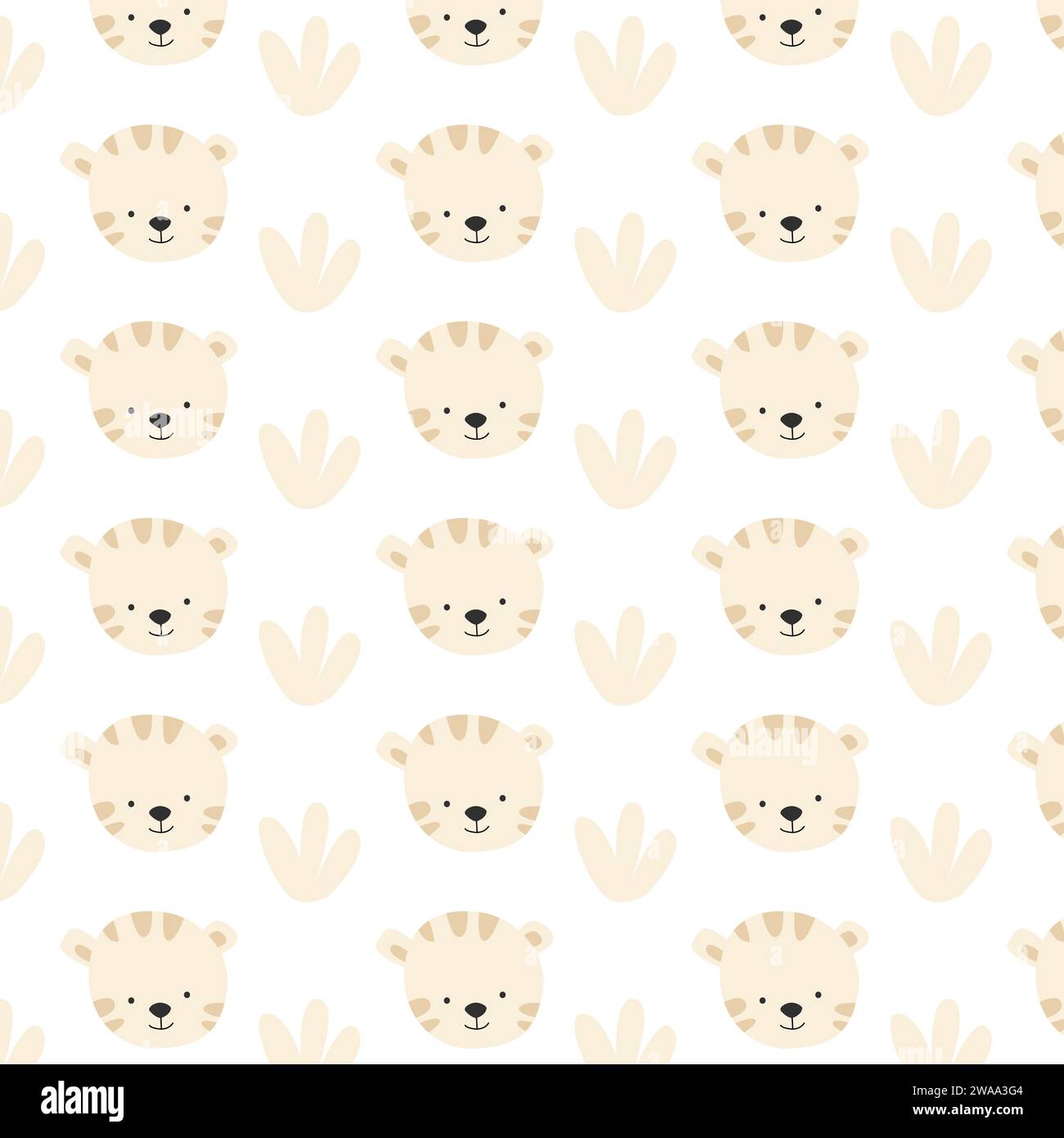 simple portrait white tiger pattern with grass. Vector illustration can ...