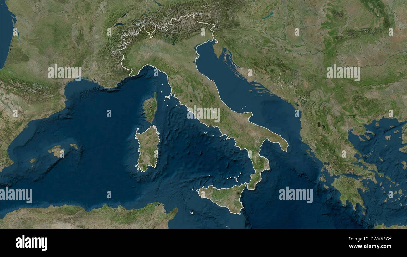 Italy outlined on a high resolution satellite map Stock Photo - Alamy