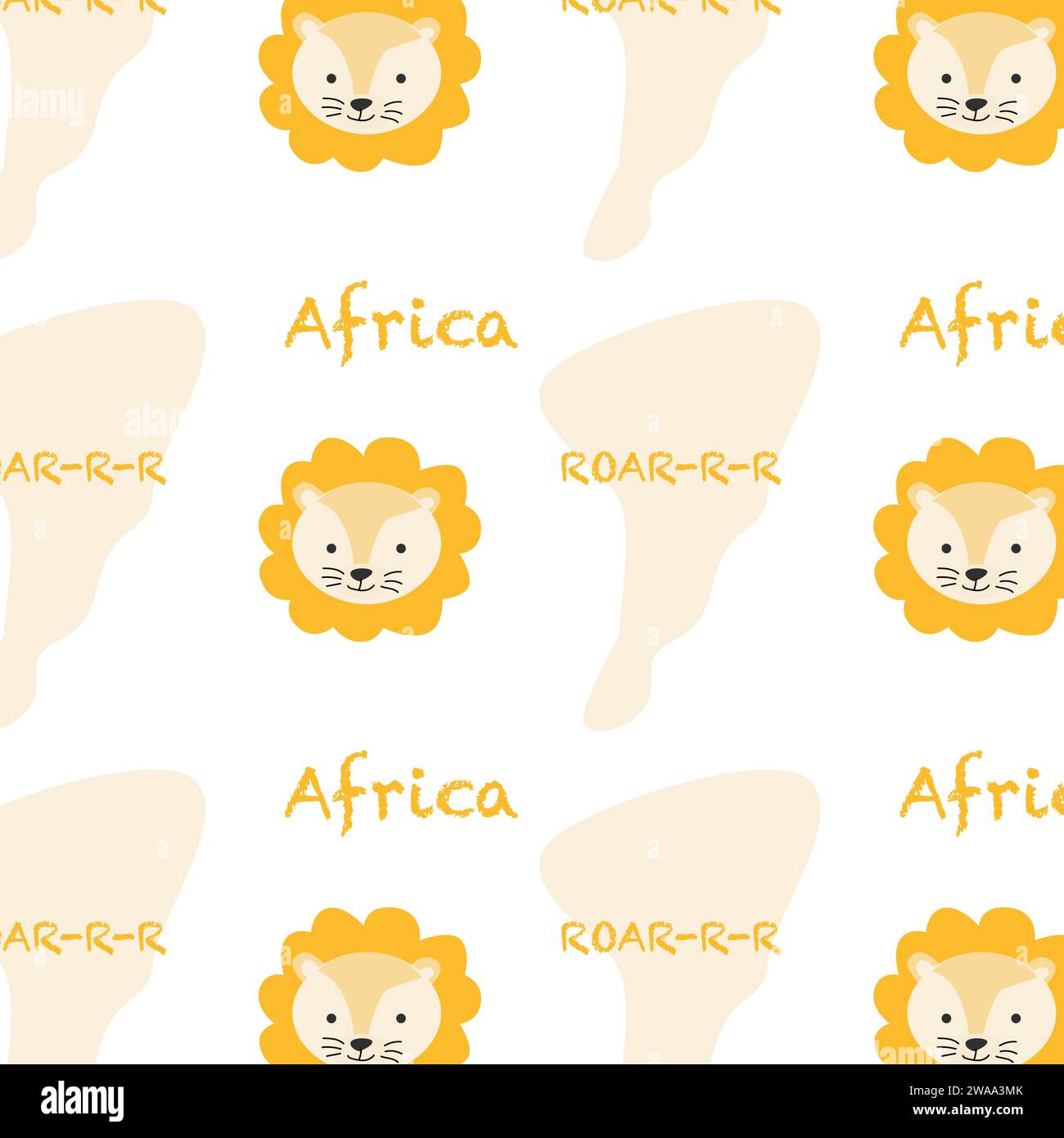 cute african animal lion baby background with lettering. Vector ...