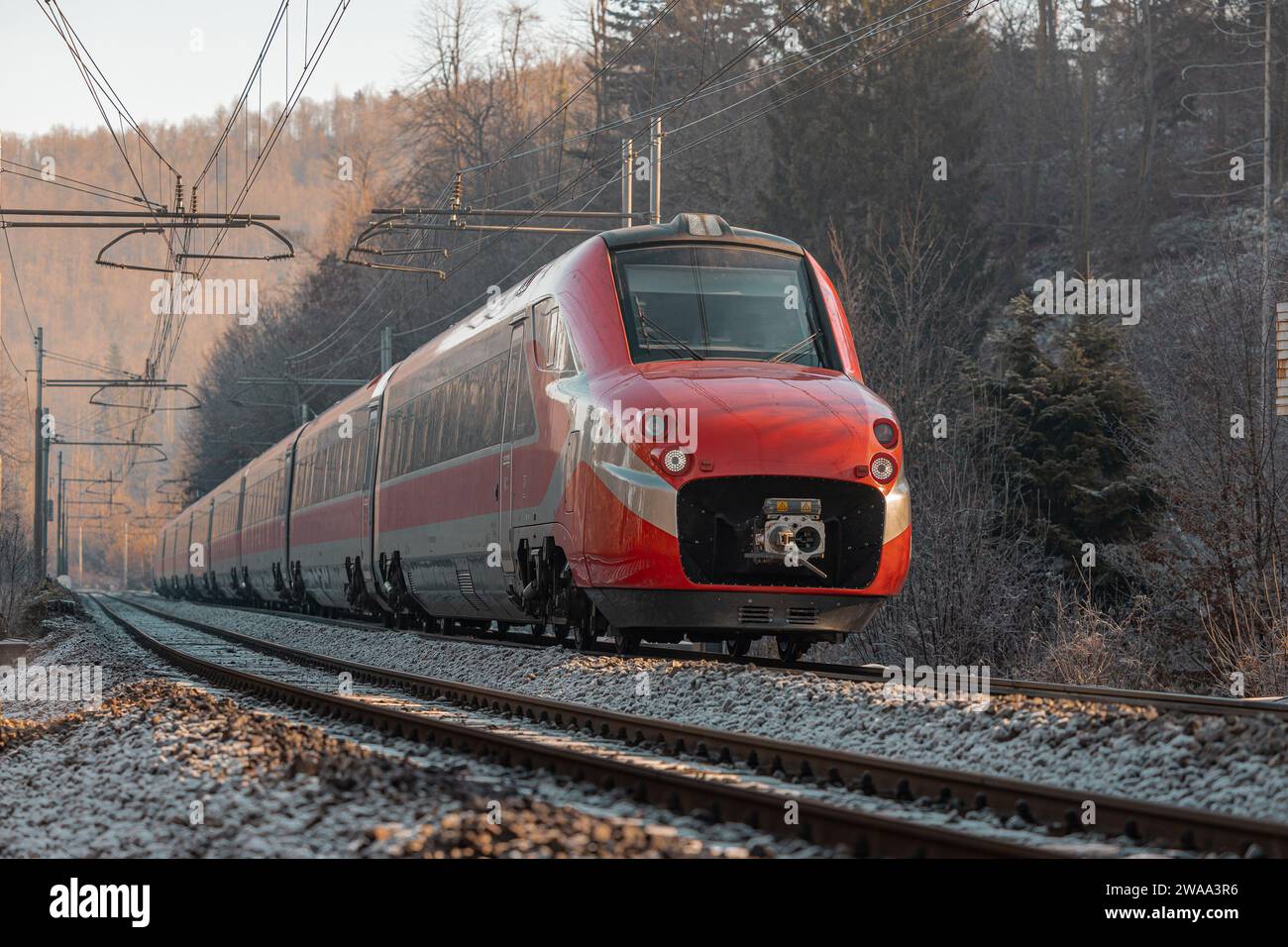 Modern italian electric high speed train on test drive in Slovenia ...