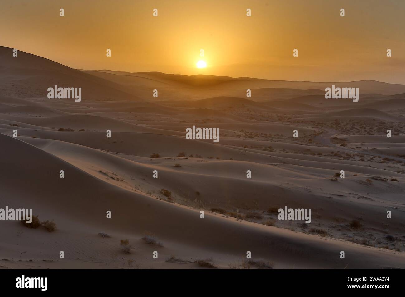 Aerial photo shows the Badain Jaran Desert of Alxa Right Banner, north ...