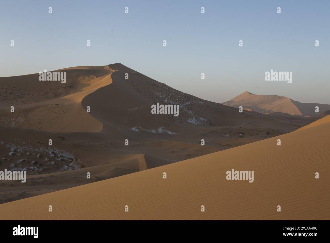 Aerial photo shows the Badain Jaran Desert of Alxa Right Banner, north ...
