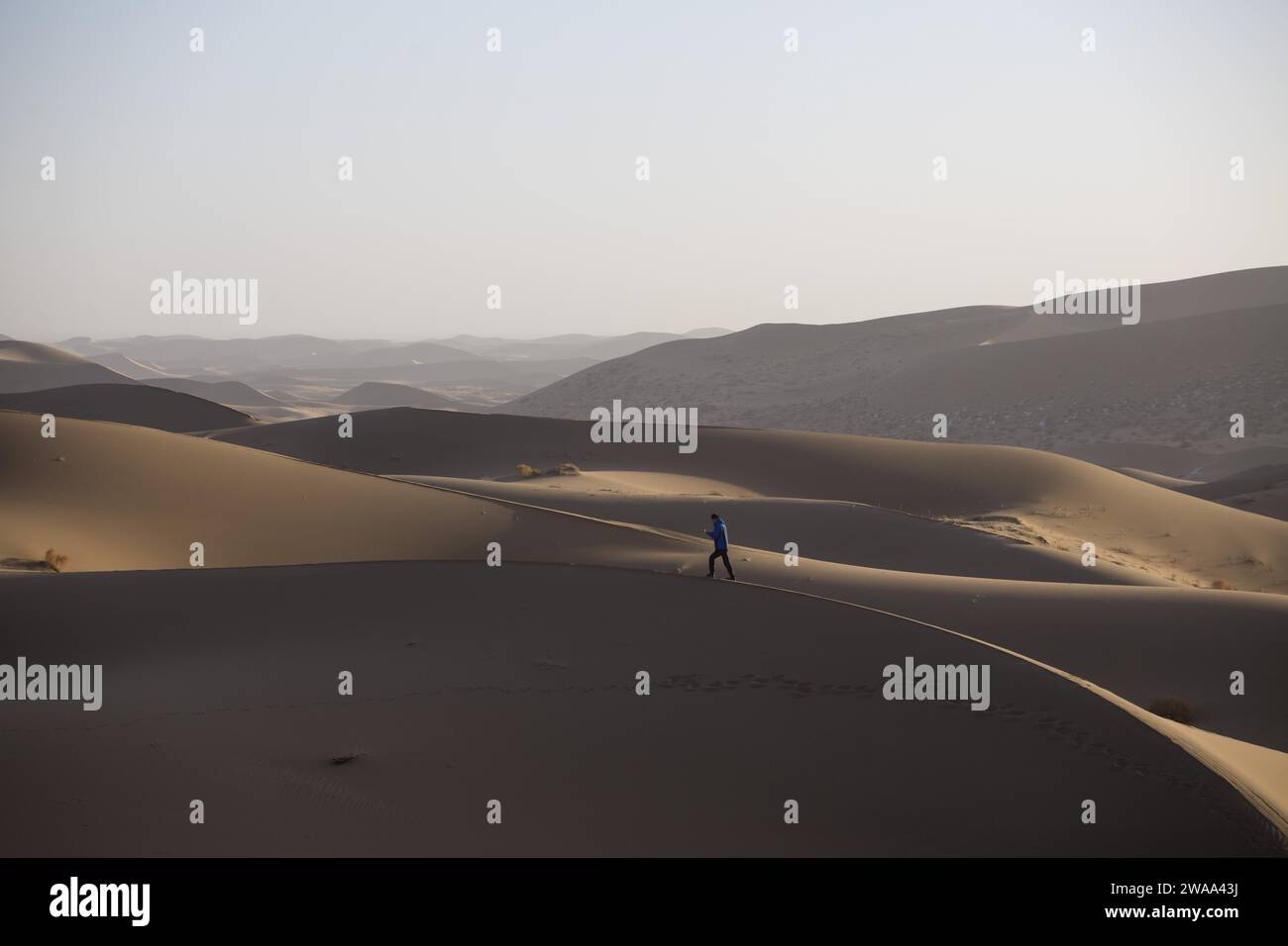 Aerial photo shows the Badain Jaran Desert of Alxa Right Banner, north ...