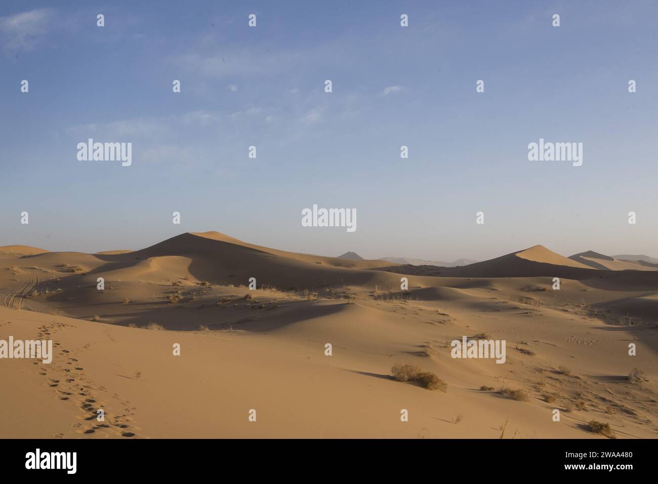 Aerial photo shows the Badain Jaran Desert of Alxa Right Banner, north ...