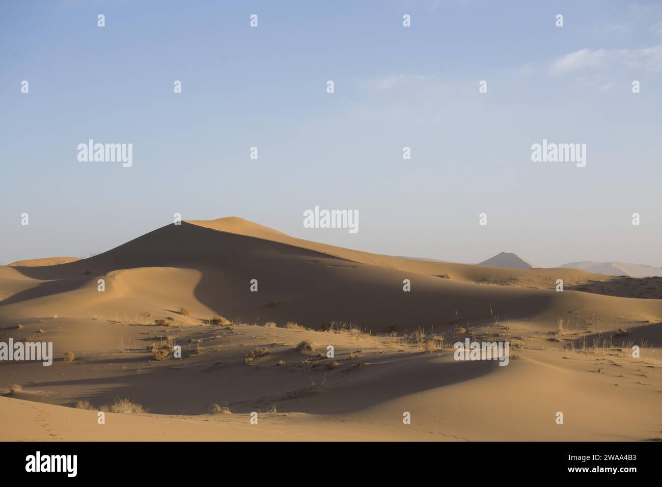 Aerial photo shows the Badain Jaran Desert of Alxa Right Banner, north ...