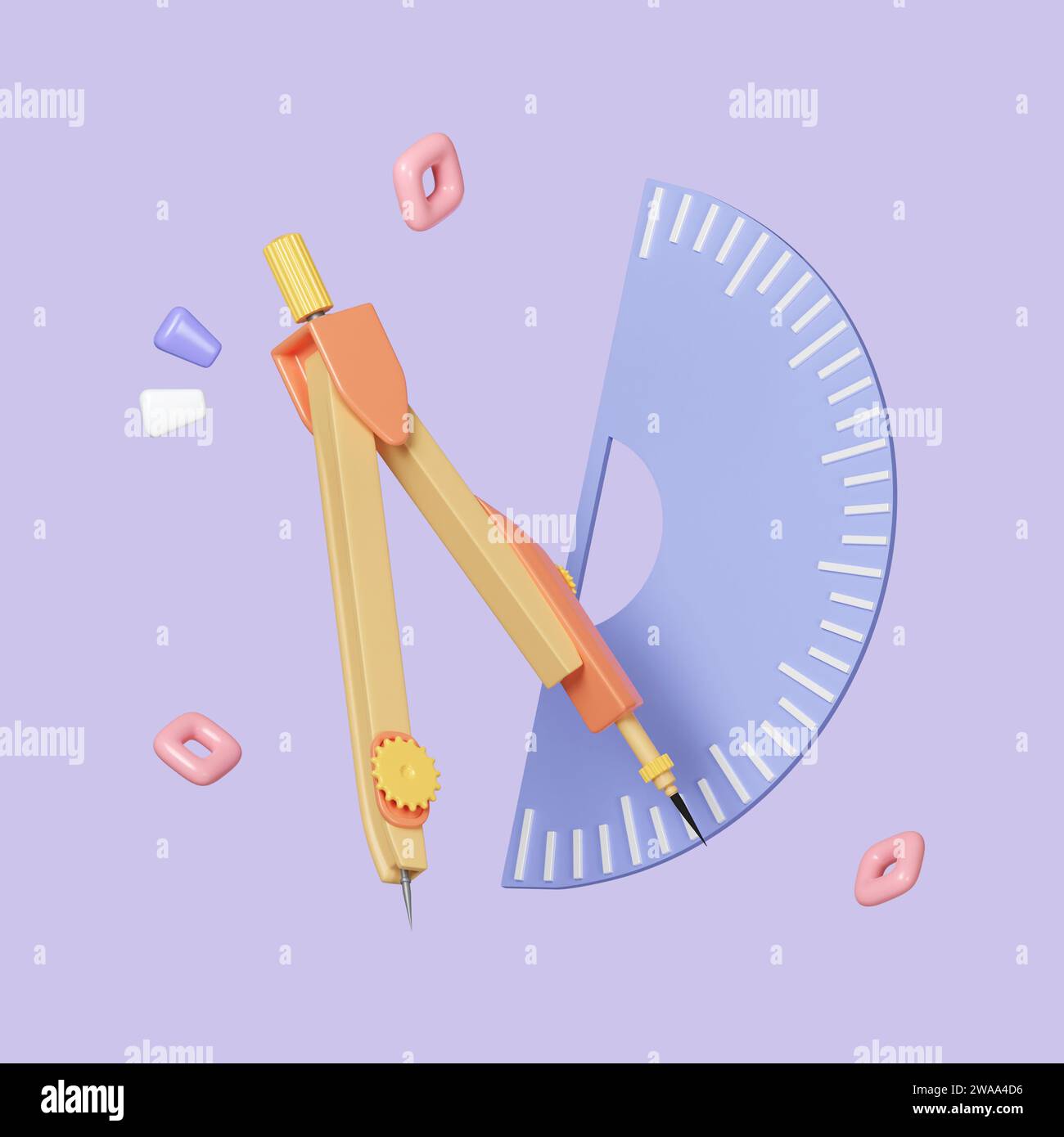 3D School and education set icon. Stationery for study and work ...