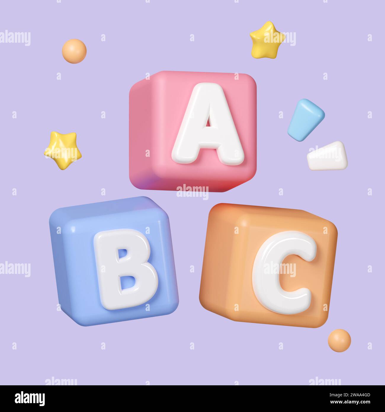3d ABC blocks connecting jigsaw puzzle. Symbol of business teamwork and ...