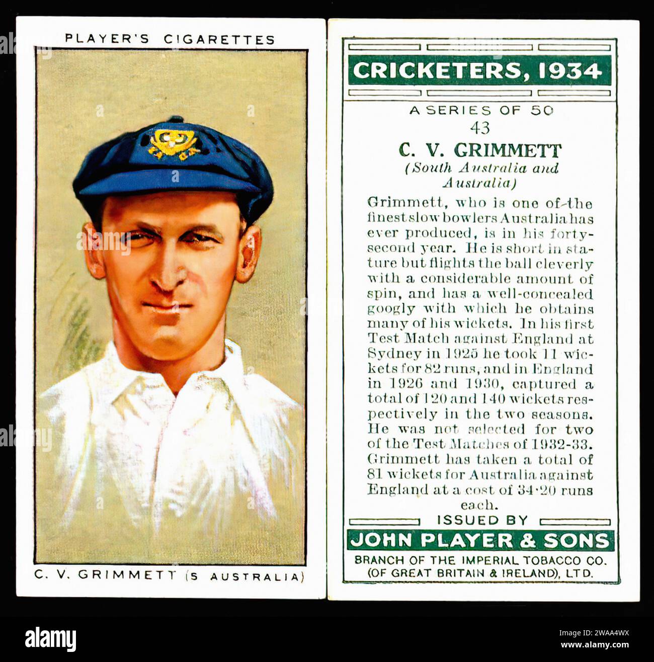 Clarence Grimmett - Vintage Cigarette Card Illustration Stock Photo - Alamy