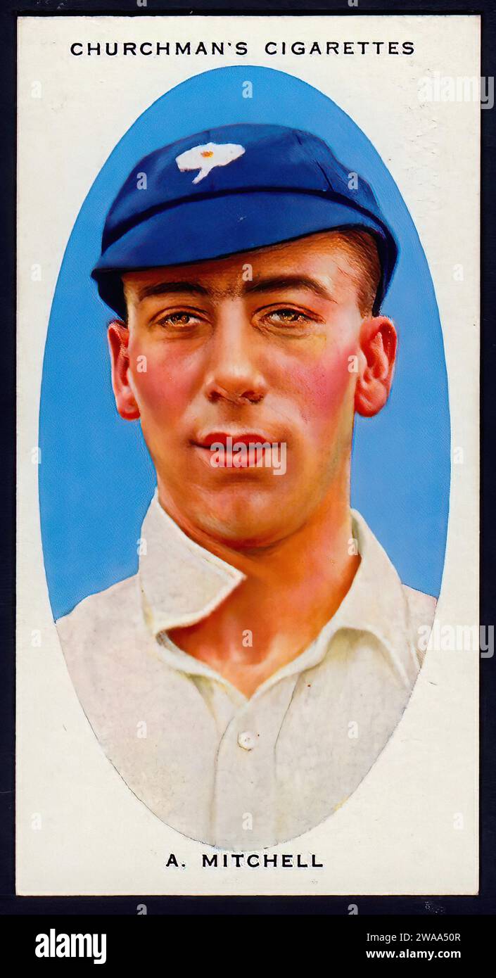 Cricketer Arthur Mitchell - Vintage Cigarette Card Illustration Stock ...