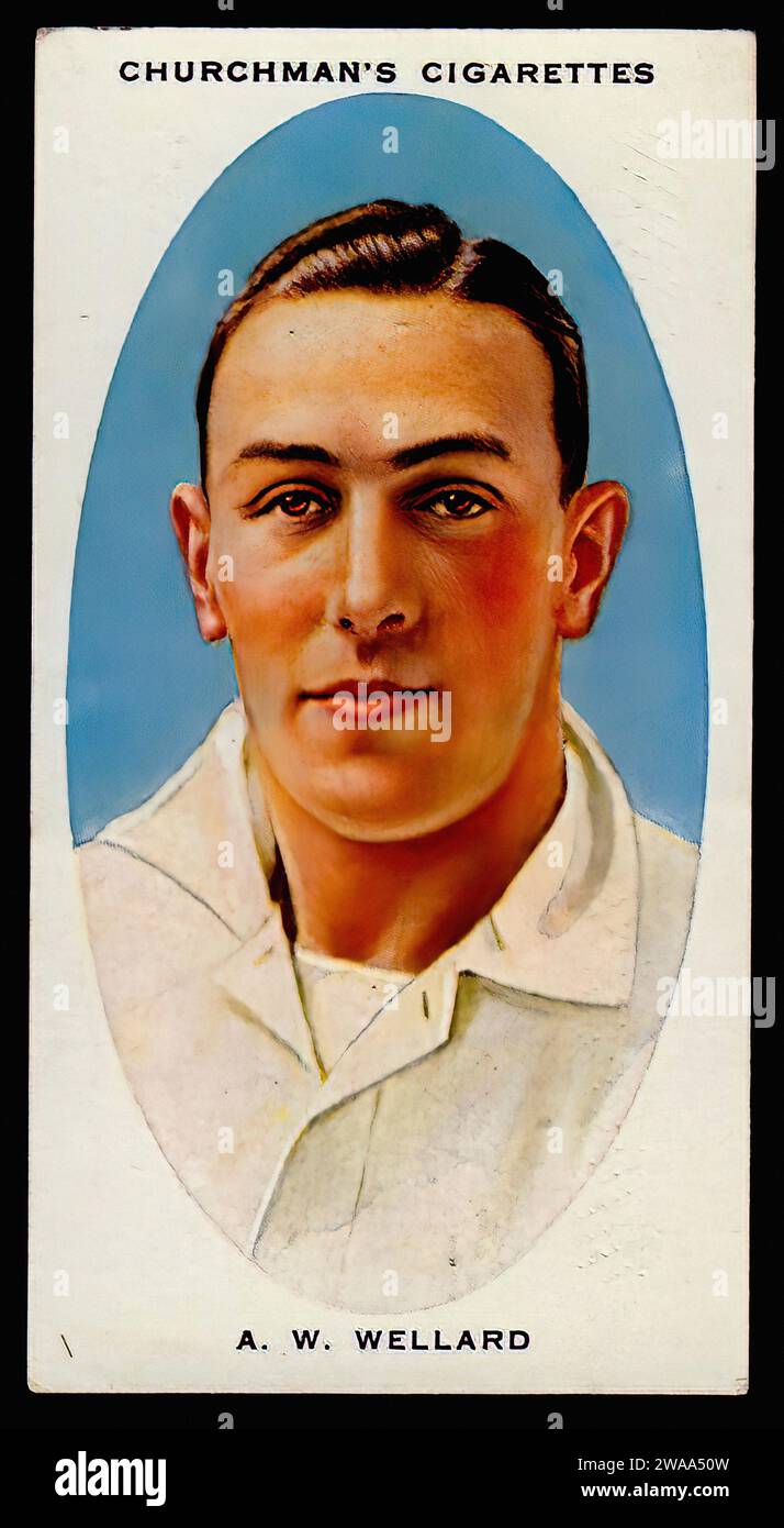 Cricketer Arthur Wellard - Vintage Cigarette Card Illustration Stock ...