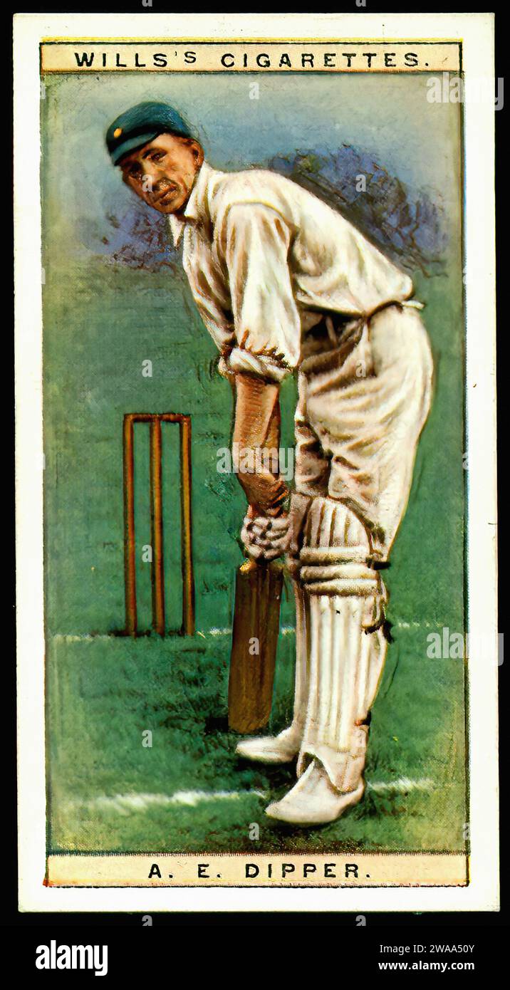 Cricketer A.E. Dipper - Vintage Cigarette Card Illustration Stock Photo ...