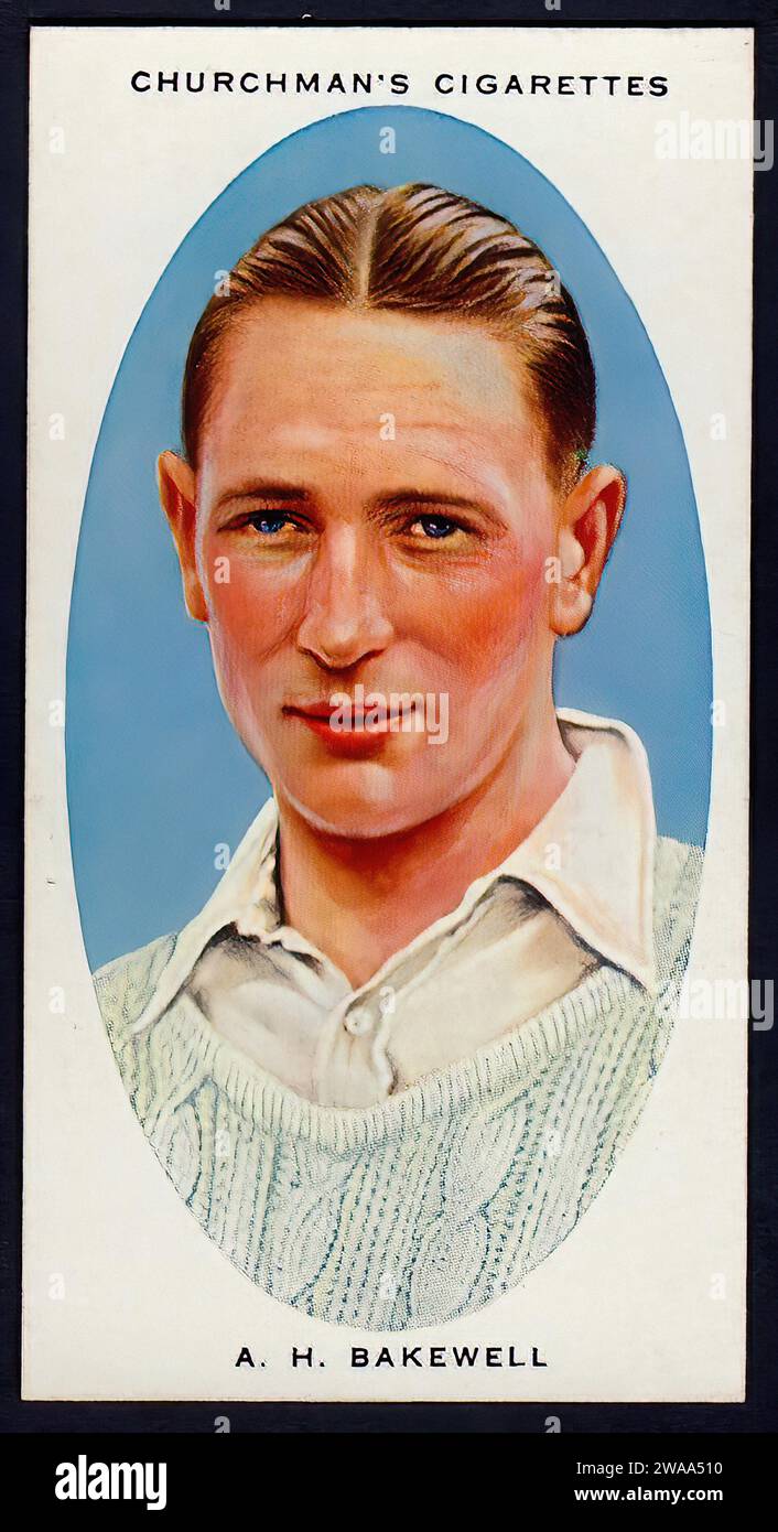 Cricketer Alfred Bakewell - Vintage Cigarette Card Illustration Stock ...