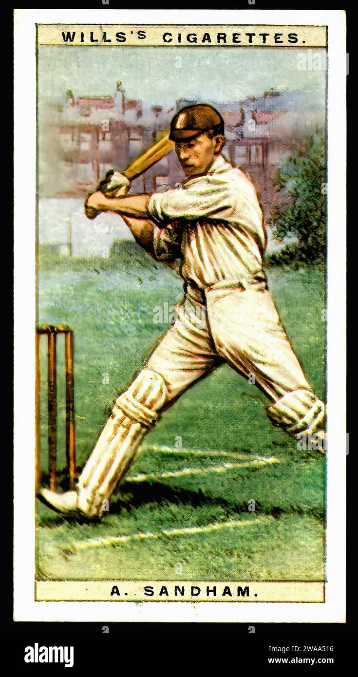Cricketer A.Sandham - Vintage Cigarette Card Illustration Stock Photo ...