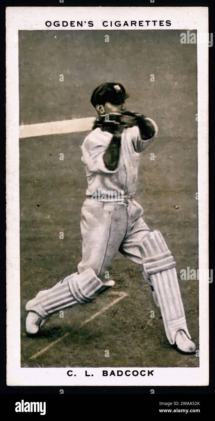 Cricketer C.L.Badcock - Vintage Cigarette Card Illustration Stock Photo ...