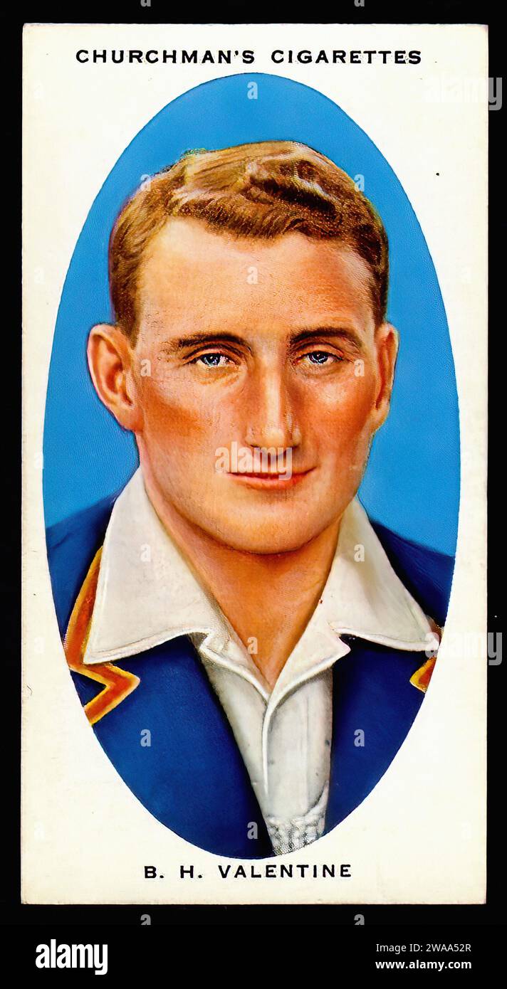 Cricketer Bryan Valentine - Vintage Cigarette Card Illustration Stock ...