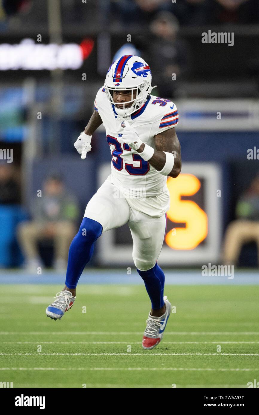 Buffalo Bills cornerback Siran Neal (33) runs during an NFL football ...