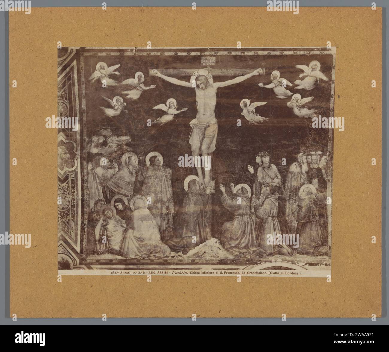 Photo production of a painting by Giotto, representing the crucifixion ...
