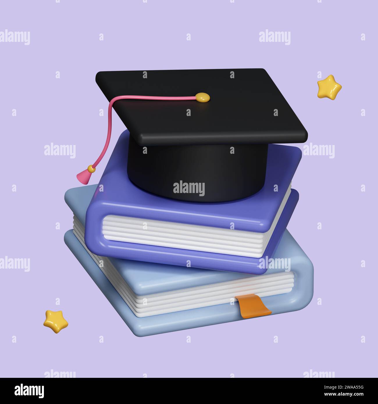 Graduation cap on books stack. Education concept. Back to school ...