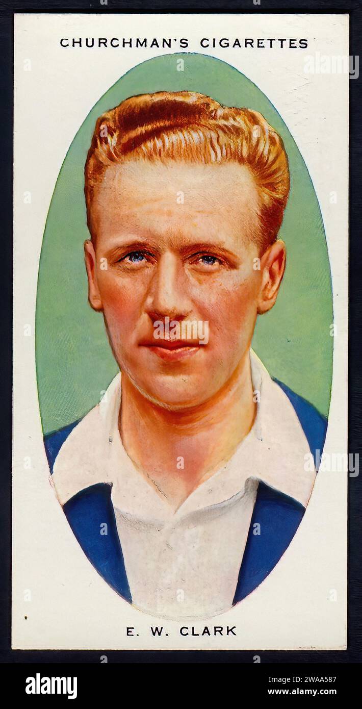 Cricketer Edward Clark - Vintage Cigarette Card Illustration Stock ...