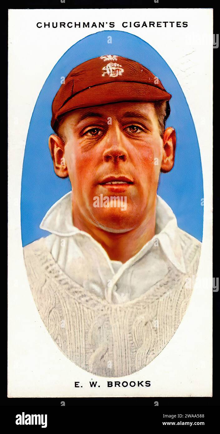 Cricketer Edward Brooks - Vintage Cigarette Card Illustration Stock ...