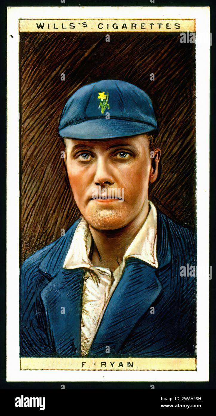 Cricketer F.Ryan - Vintage Cigarette Card Illustration Stock Photo - Alamy