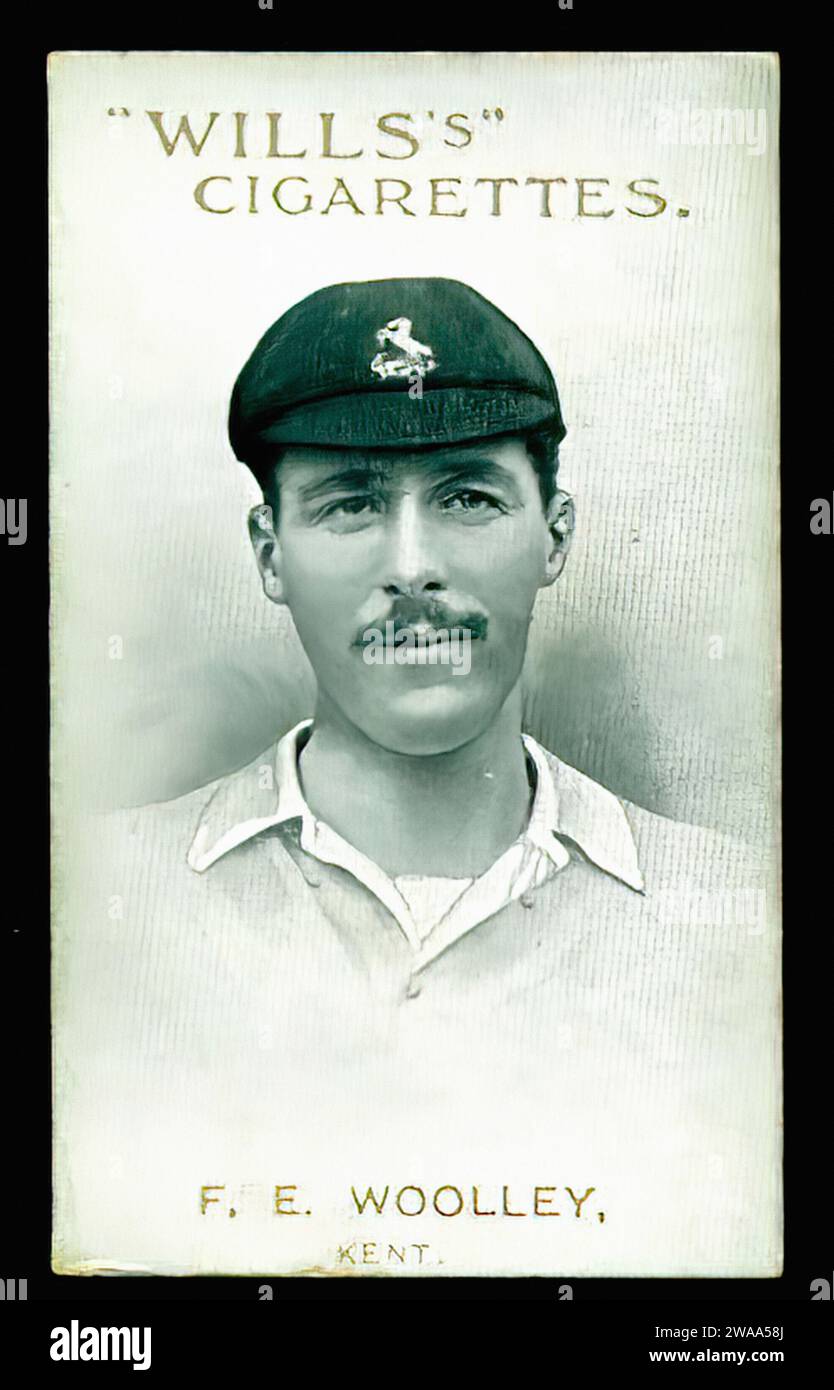 Cricketer Frank Woolley - Vintage Cigarette Card Illustration Stock ...
