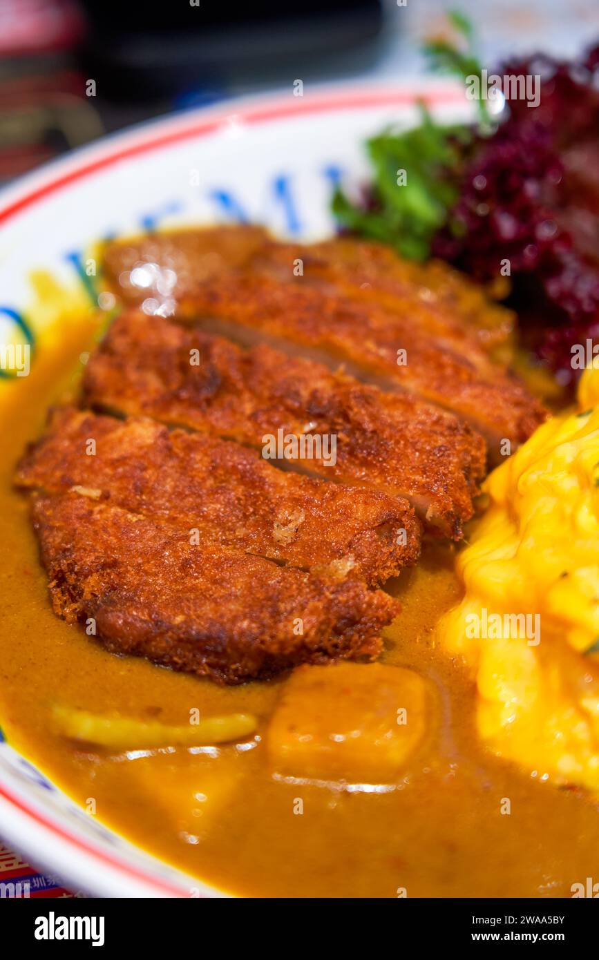 Crispy and delicious curry fried pork cutlet and omelette rice in Hong ...