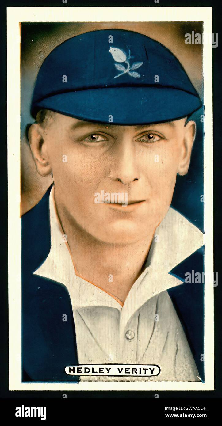 Cricketer Hedley Verity - Vintage Cigarettte Card Illustration Stock ...