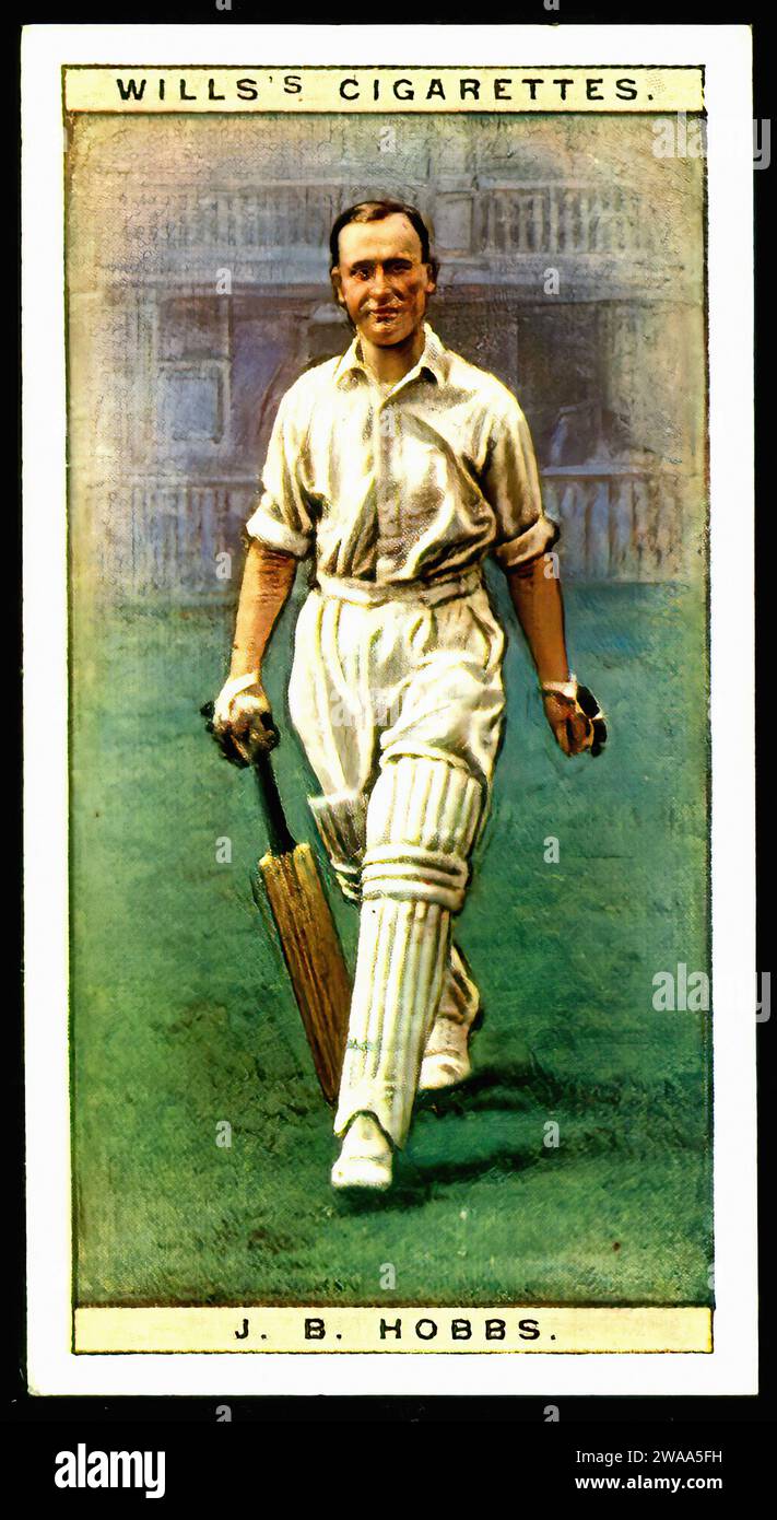 Cricketer J.B.Hobbs - Vintage Cigarette Card Illustration Stock Photo ...