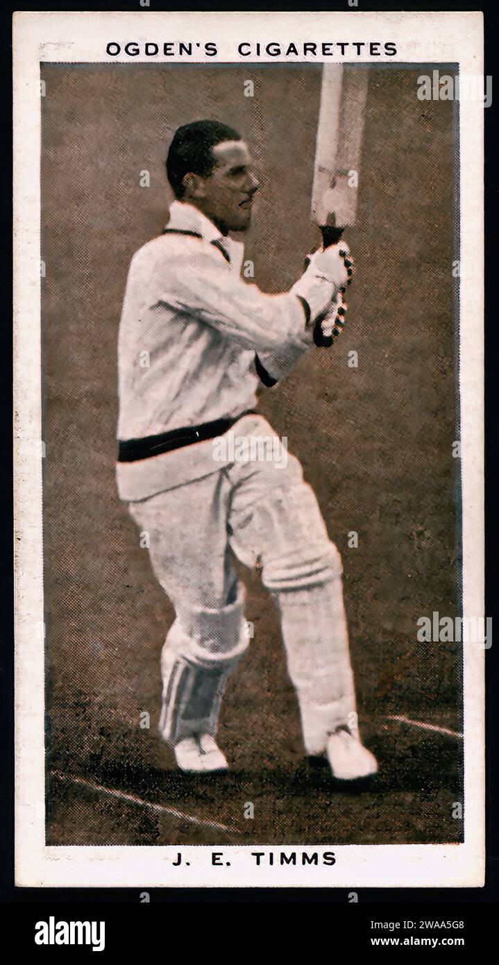 Cricketer J.E.Timms - Vintage Cigarette Card Illustration Stock Photo ...