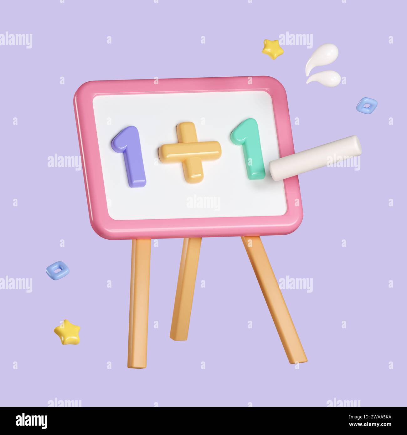 3D cartoon mathematic education concept isolated on pastel background ...