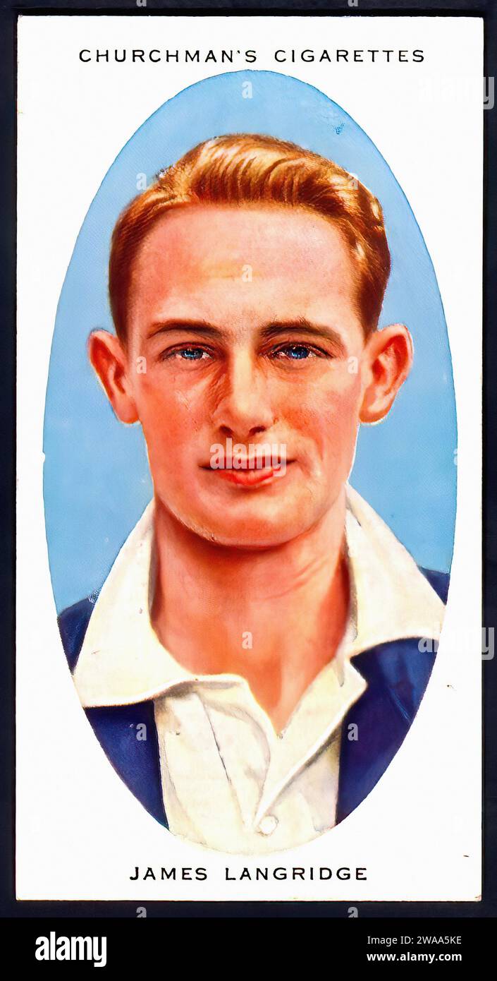 Cricketer James Langridge 00001 - Vintage Cigarette Card Illustration ...