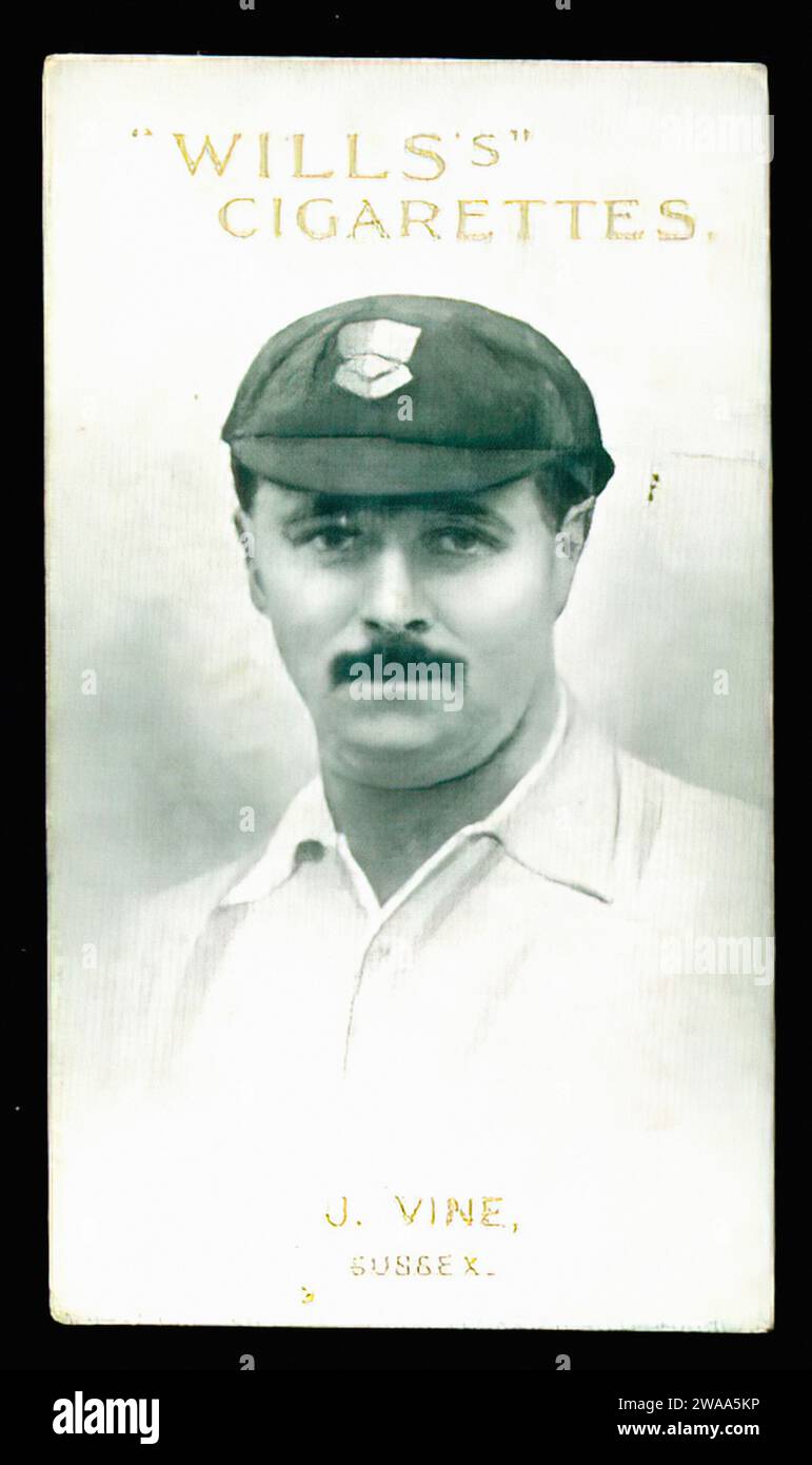 Cricketer J.Vine - Vintage Cigarette Card Illustration Stock Photo - Alamy