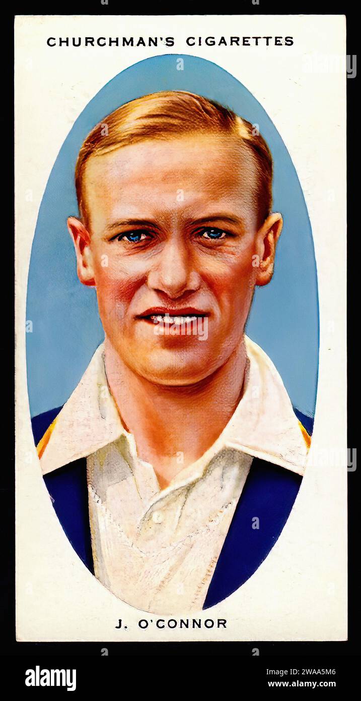 Cricketer John O'Connor - Vintage Cigarette Card Illustration Stock ...