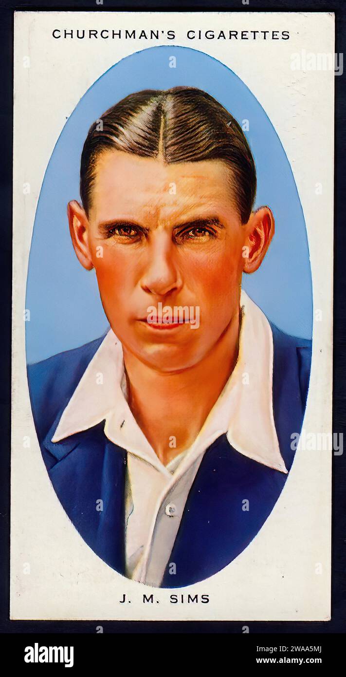 Cricketer James Sims - Vintage Cigarette Card Illustration Stock Photo ...