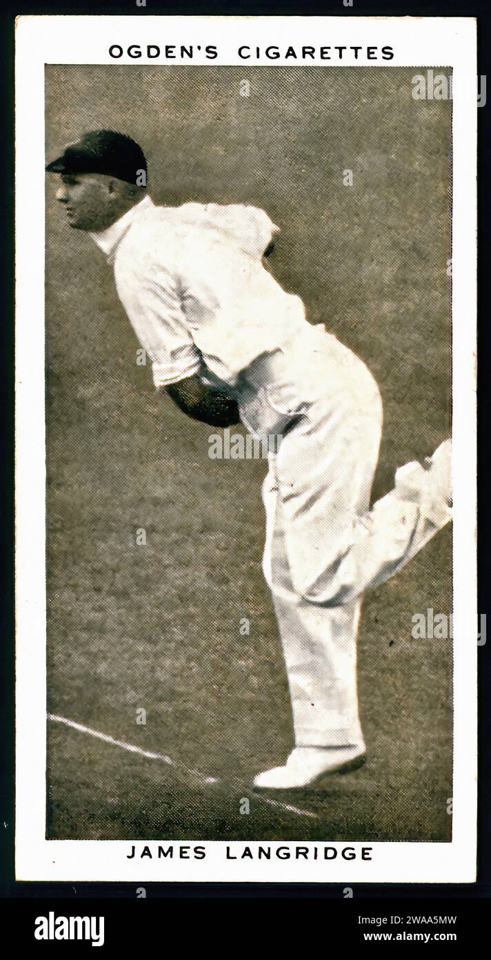 Cricketer James Langridge - Vintage Cigarette Card Illustration Stock ...