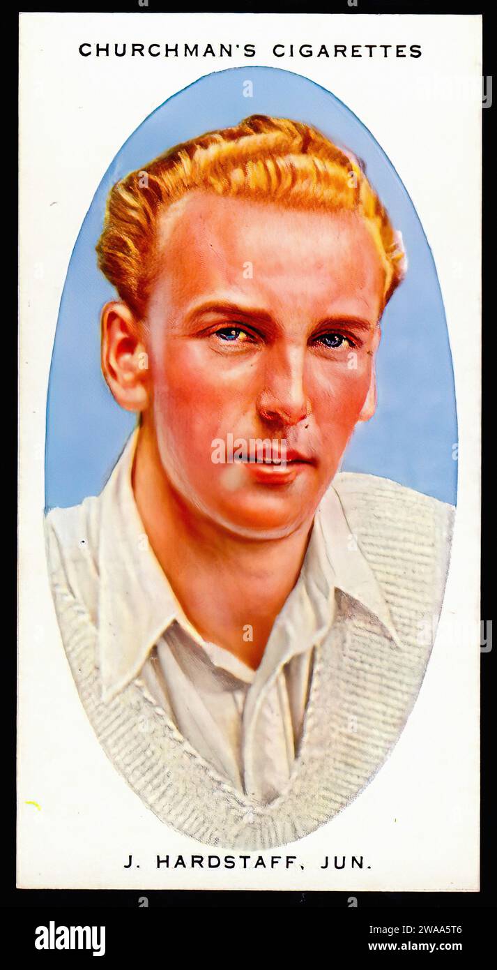 Cricketer Joseph Hardstaff Jun - Vintage Cigarette Card Illustration ...