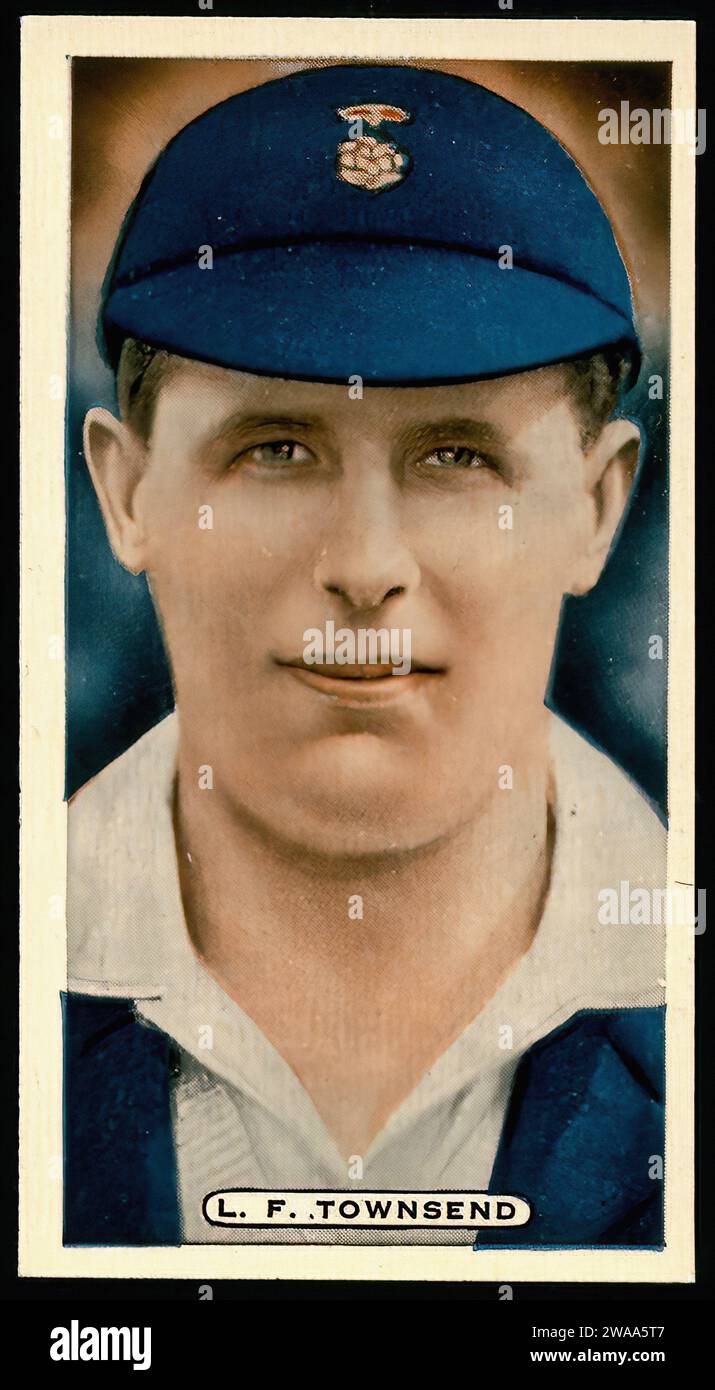Cricketer L.F.Townsend - Vintage Cigarette Card Illustration Stock ...