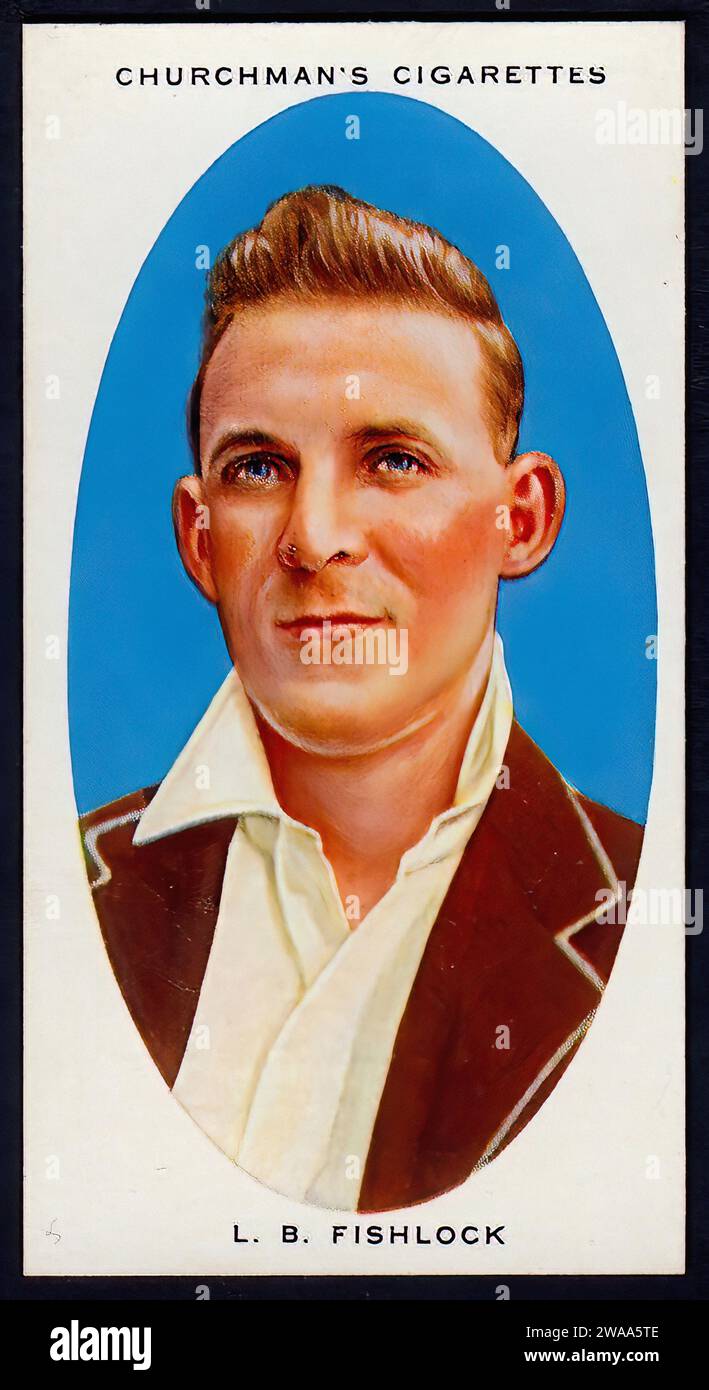 Cricketer Laurie Fishlock - Vintage Cigarette Card Illustration Stock ...