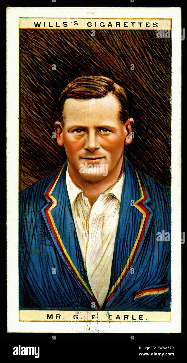 Cricketer Mr G.F. Earle - Vintage Cigarette Card Illustration Stock ...