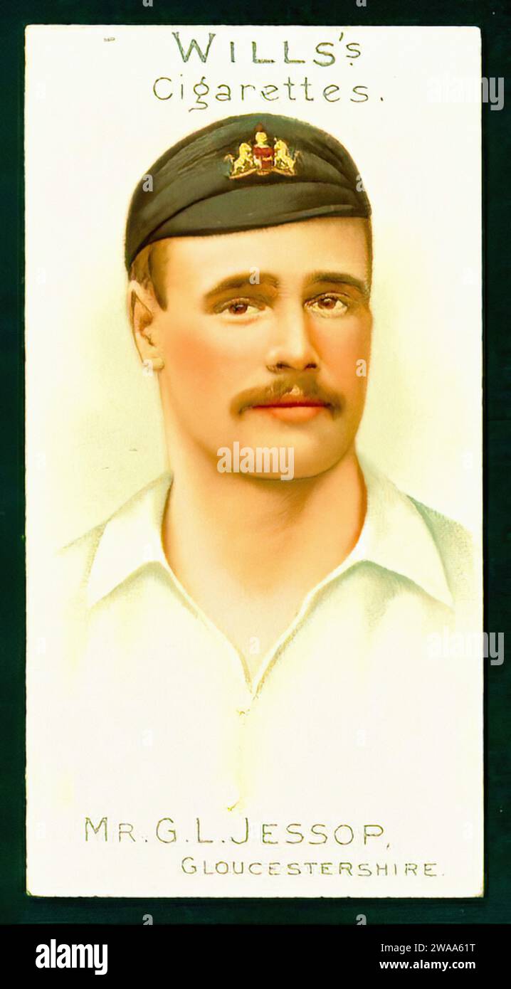 Cricketer Mr G.L.Jessop - Vintage Cigarette Card Illustration Stock ...