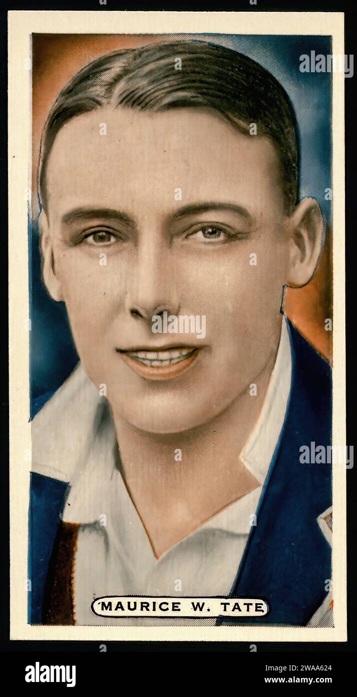 Cricketer Maurice W.Tate - Vintage Cigarette Card Illustration Stock ...