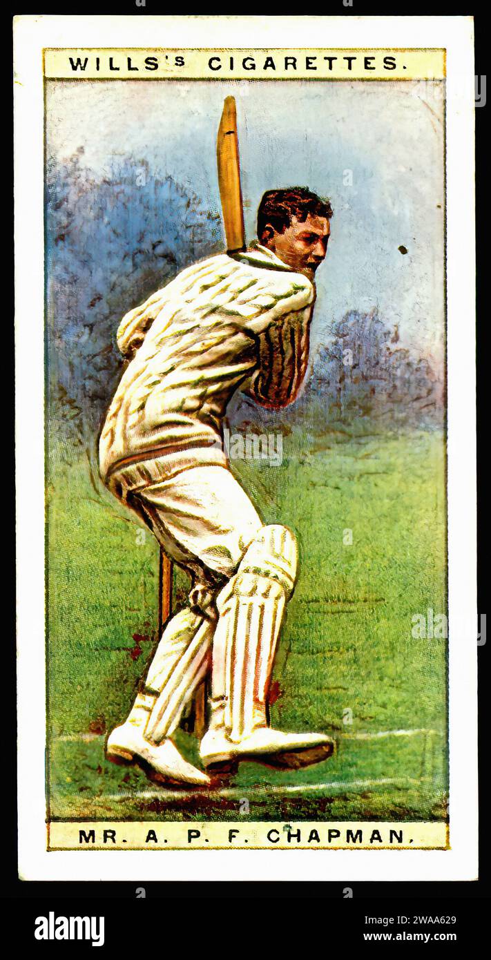 Cricketer Mr A.P.F. Chapman - Vintage Cigarette Card Illustration Stock ...