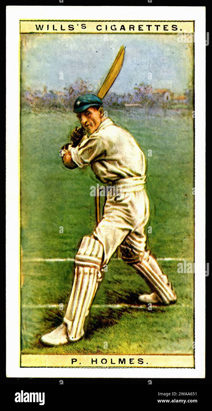 Cricketer P.Holmes - Vintage Cigarette Card Illustration Stock Photo ...