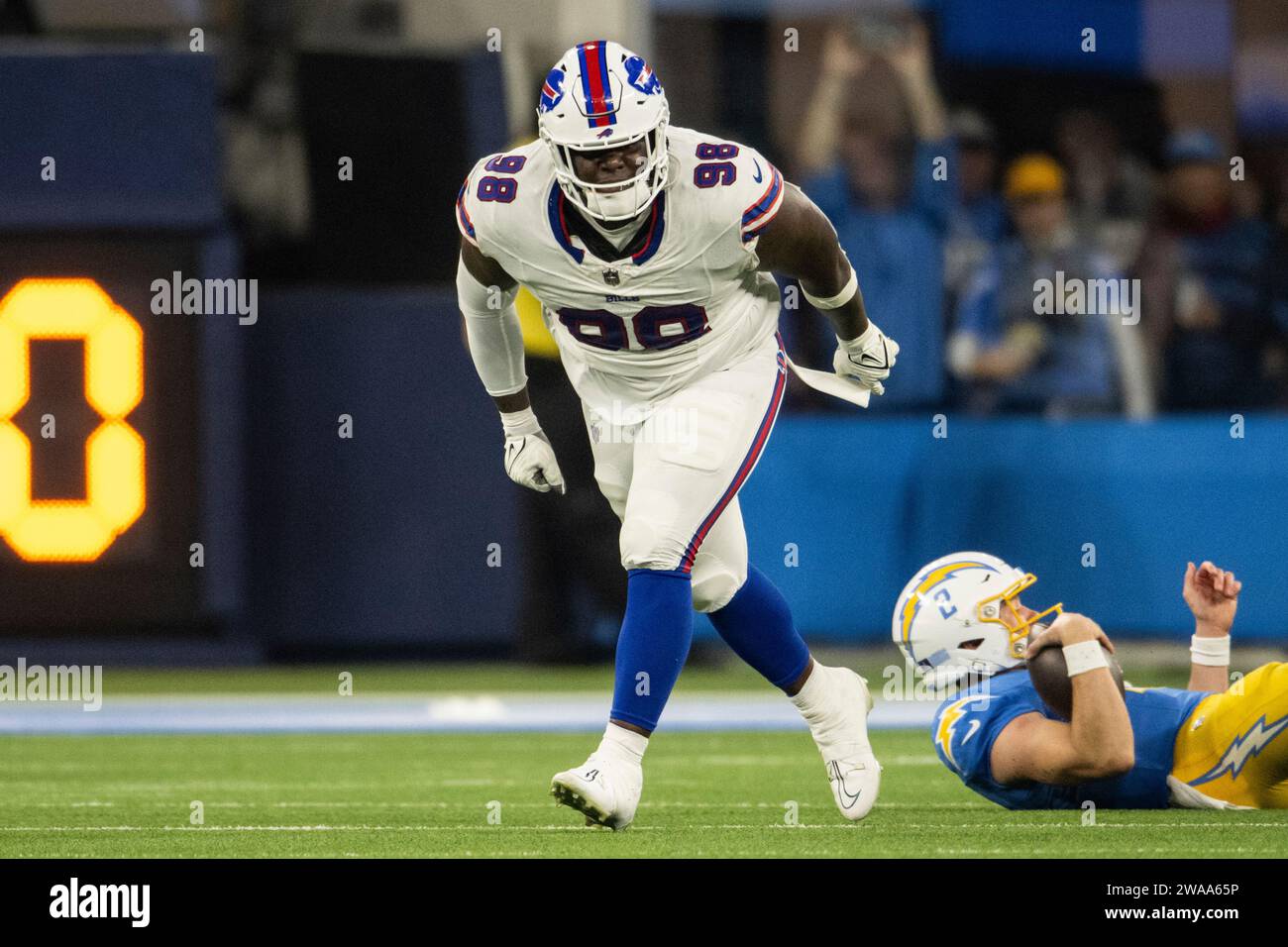 Buffalo Bills defensive tackle Poona Ford (98) sacks Los Angeles ...