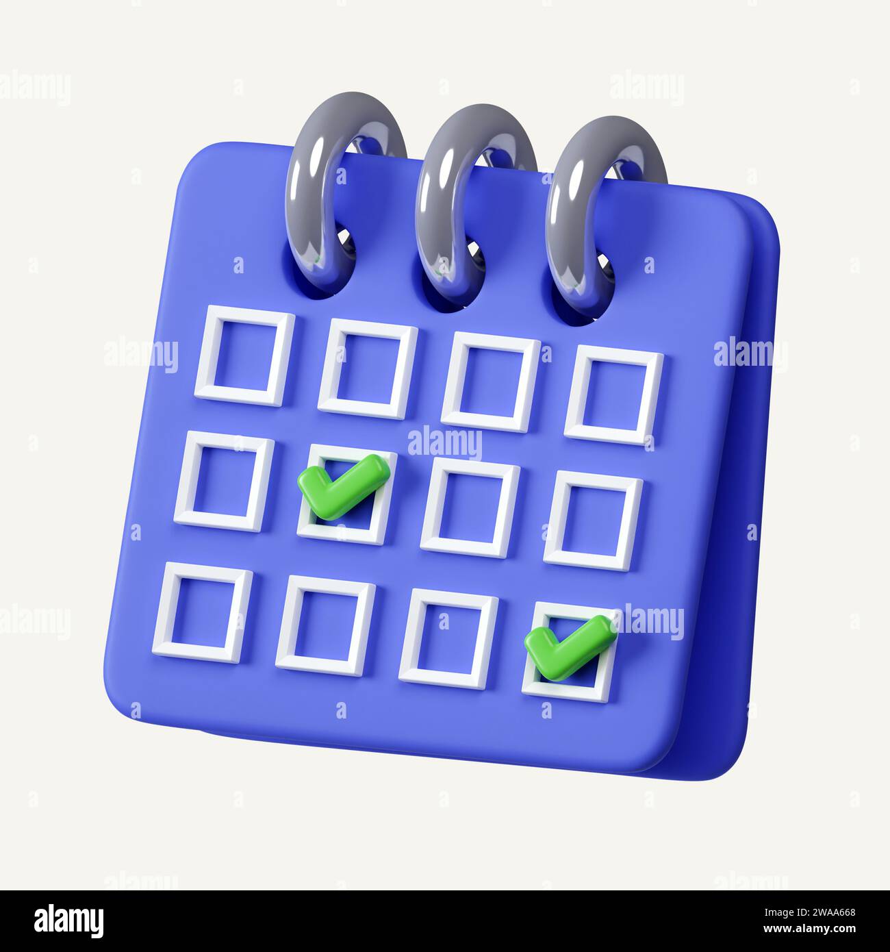 Calendar with marked date 3d render illustration. Blue floating ...