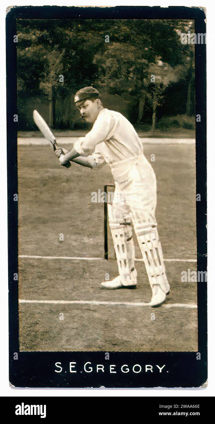 Cricketer S.E.Gregory - Vintage Cigarette Card Illustration Stock Photo ...