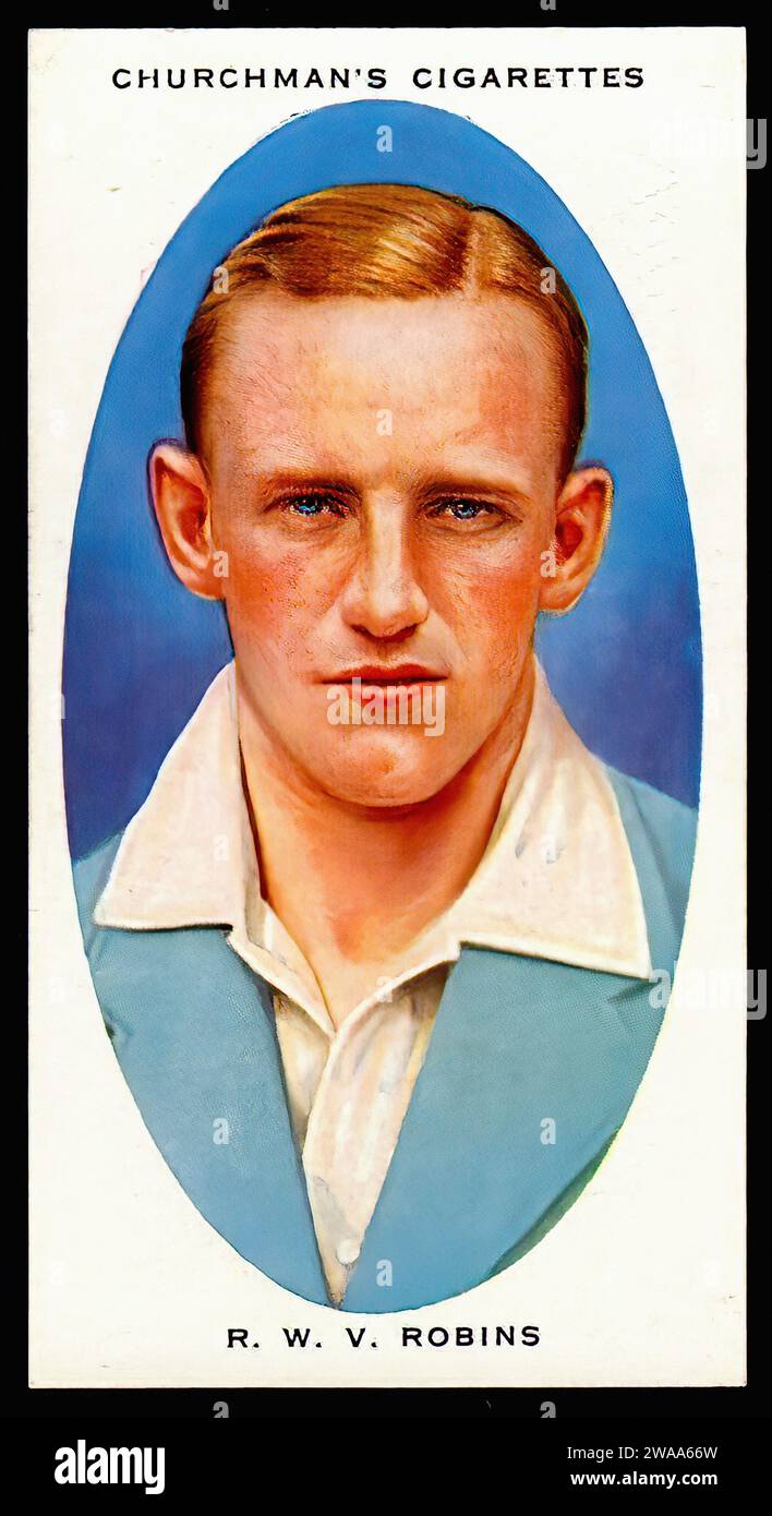 Cricketer Robert Walter Robins - Vintage Cigarette Card Illustration ...