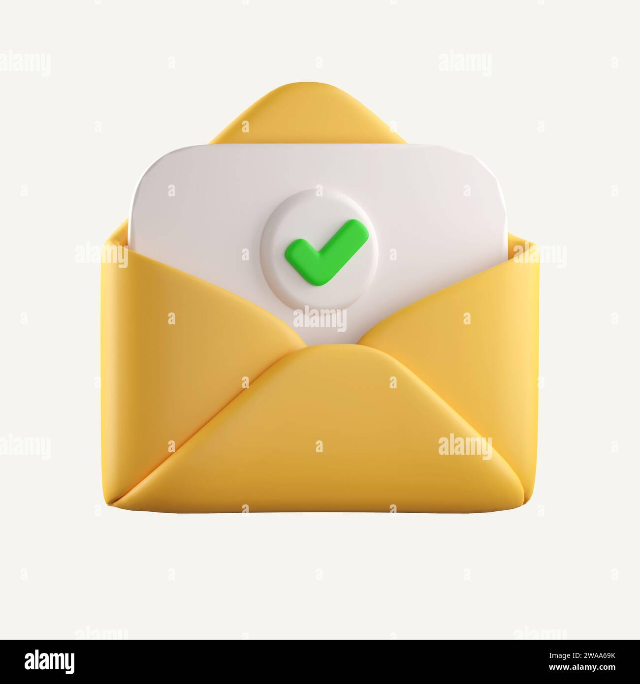 3D Letter with checklist in envelope completed Realistic elements. task ...